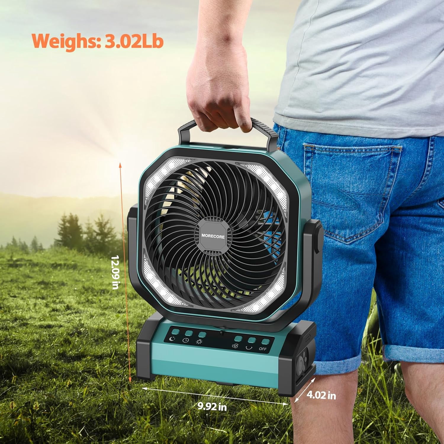 20000mAh Rechargeable Camping Fan with Light, 112HRS Running, 8-Speed ...