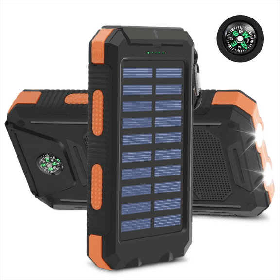 SHIQI-Solar Power Bank 20000mAh Wireless Portable Charger Built-in 3 ...