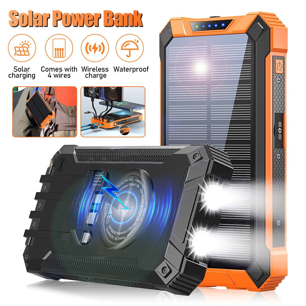 20000mAh Solar Power Bank Battery Pack Qi Wireless,DFITO Portable Solar ...