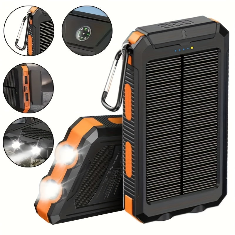 20000mAh Solar Power Bank with Flashlight/Compass - Type C Input/2 ...