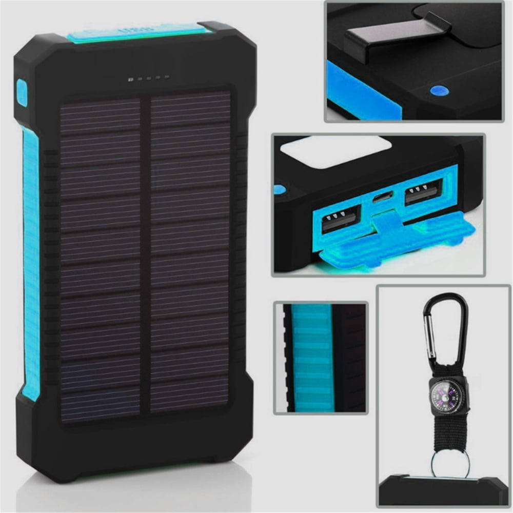20000mAh Solar Power Charger Outdoor Waterproof Dual USB Portable ...