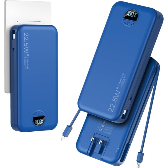 20000mAh Ultra-Portable-Charger-Power-Bank with Built in Cables&AC Wall ...