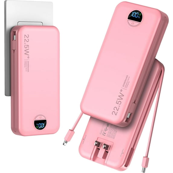 20000mAh Ultra-Portable-Charger-Power-Bank PD20W with Built in Cables ...