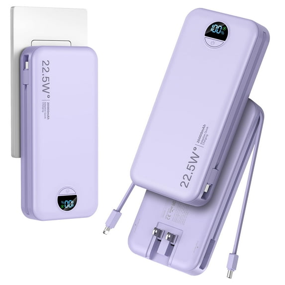 20000mAh Ultra-Portable-Charger-Power-Bank PD20W with Built in Cables ...