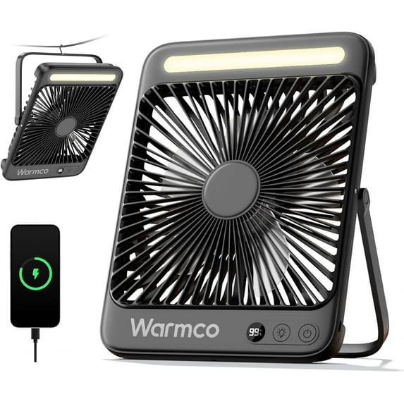 20000mh Bttery Powered Fn, Ultr-Slim 8-Inch Portble Cmping Fn with LED ...