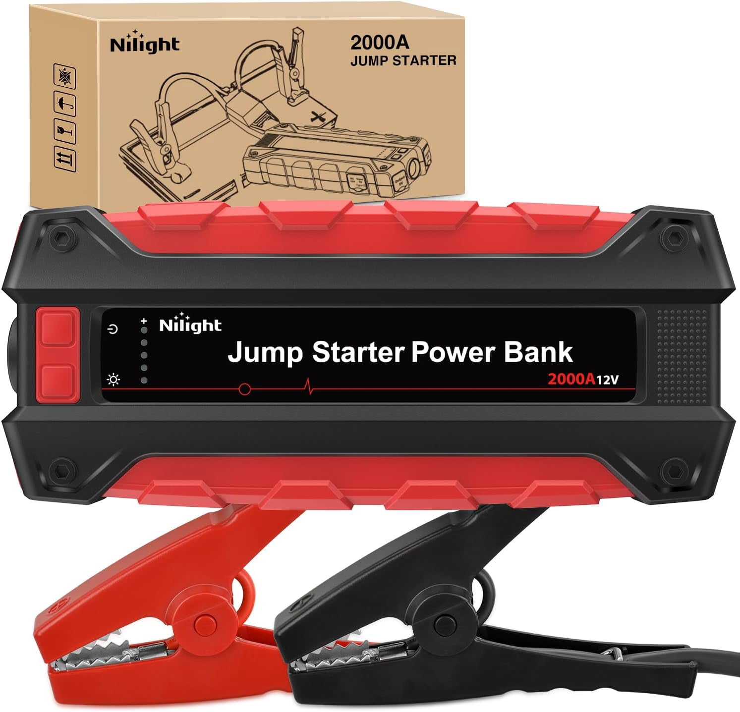 2000A Car Battery Jump Starter for Up to 8.0L Gas & 7.0L Diesel Engines ...