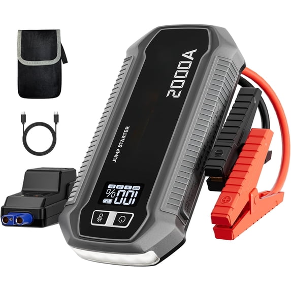 2000A Jump Starter, 44.4Wh Battery Jumper Starter Portable with LED ...