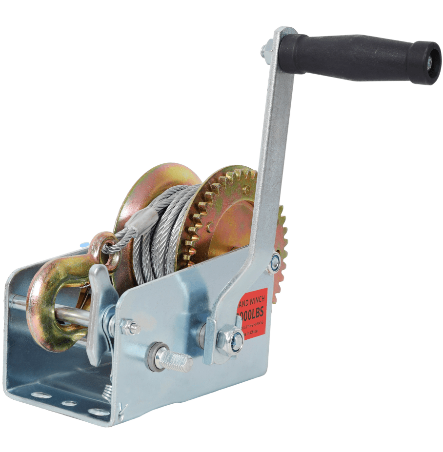 2000LB Hand Winch with Steel Cable Two-Way Ratchet Galvanized Portable ...
