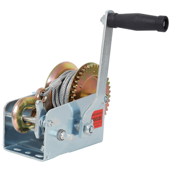 2000LB Hand Winch with Steel Cable Two-Way Ratchet Galvanized Portable ...