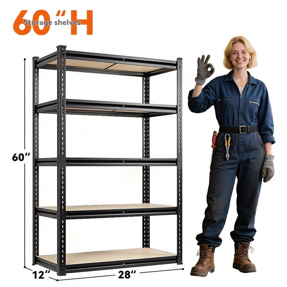 2000LBS Heavy-Duty 5-Tier Metal Garage Storage Shelving Unit ...