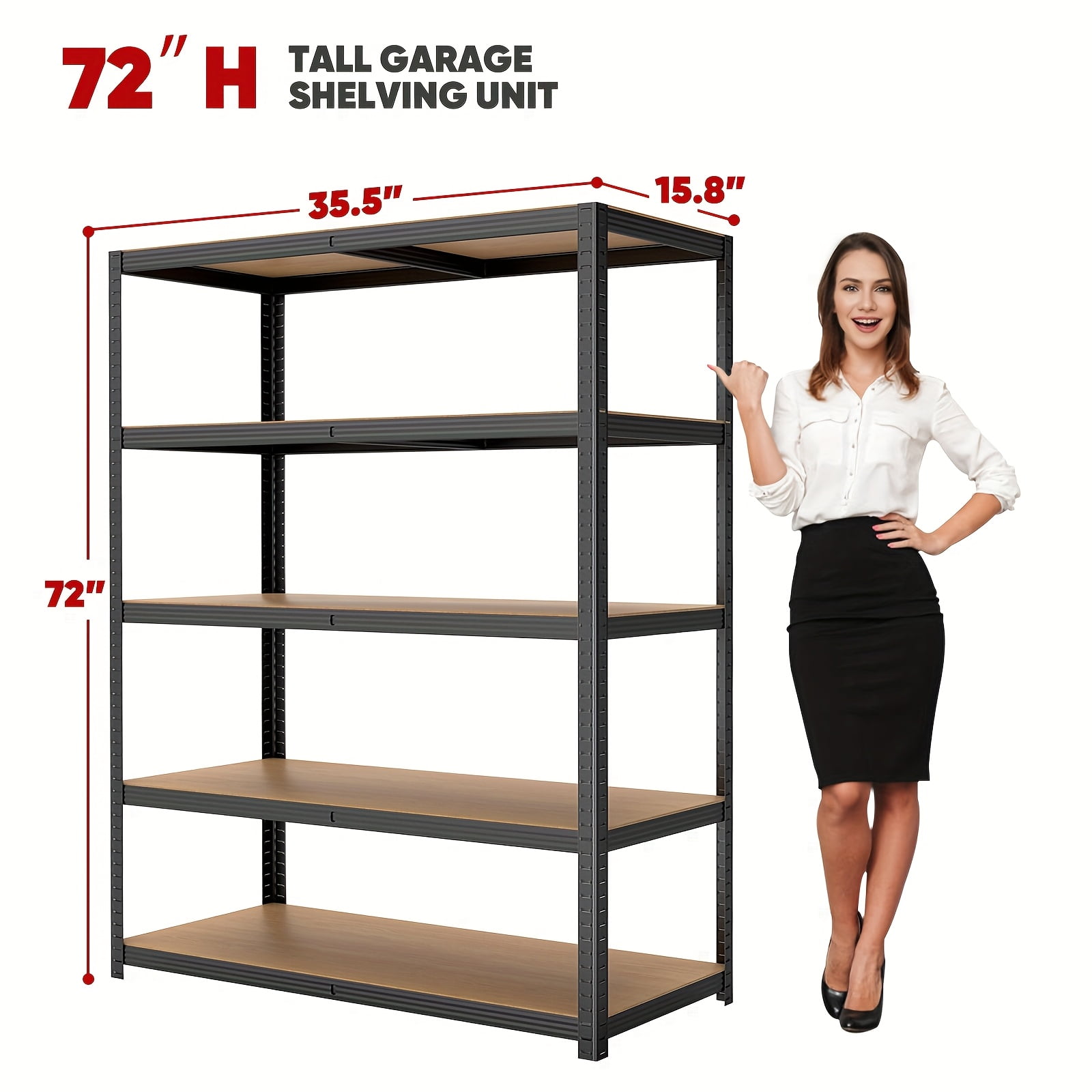 2000LBS Heavy Duty 5-Tier Metal Shelving Unit - 72''H/60''H Adjustable ...
