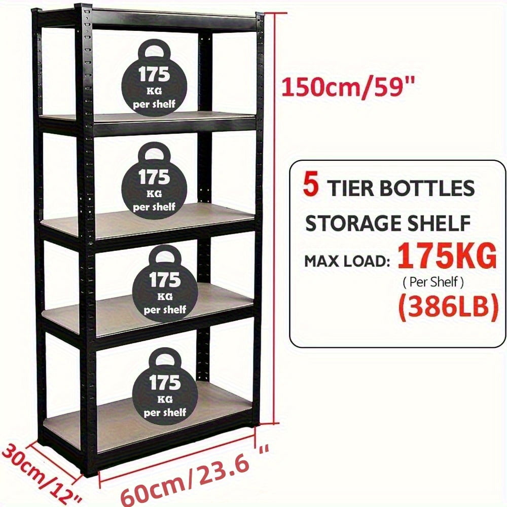 2000LBS Heavy Duty 5-Tier Metal Shelving Unit - 72''H/60''H Adjustable ...