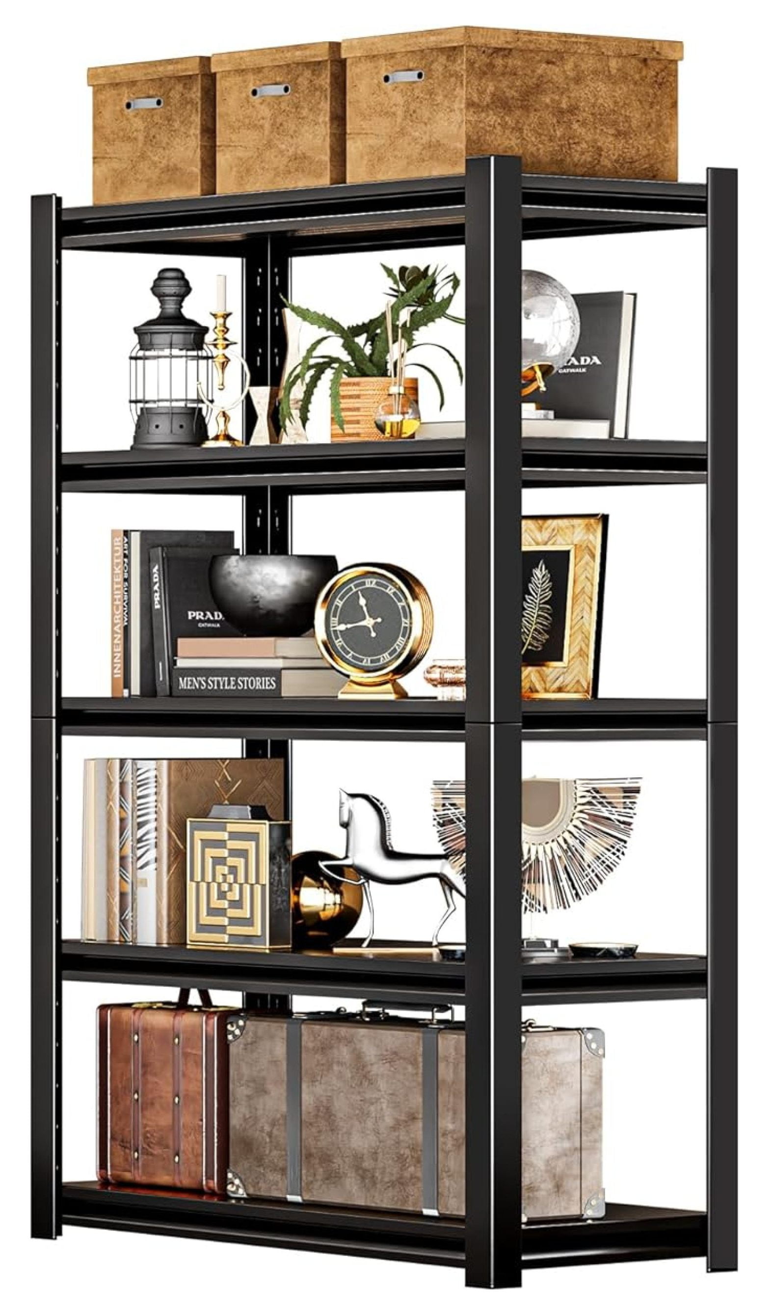 2000LBS Heavy Duty Garage Shelving Metal Storage Shelves 5-Tier ...