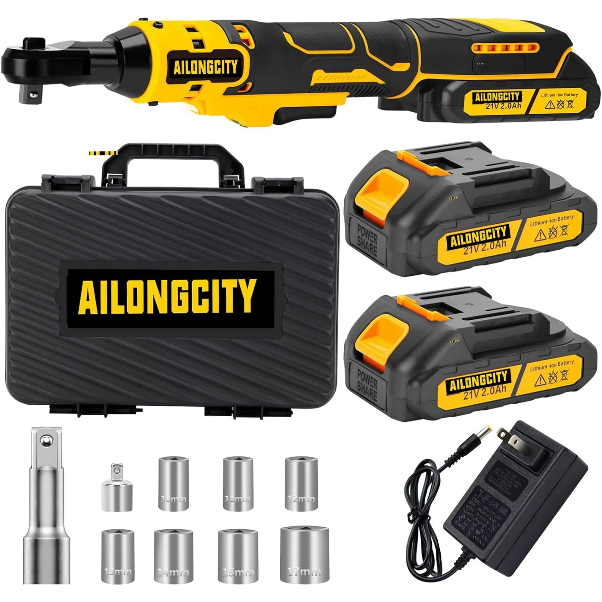 21V Cordless Ratchet Wrench 3/8" Set, 45 Ft-lbs 400 RPM Cordless ...