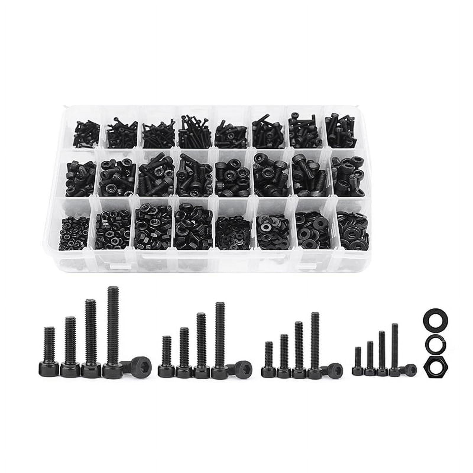 Symkmb 2000PCS Metric Hex Socket Cap Bolts Screws Nuts and Washers Kit ...