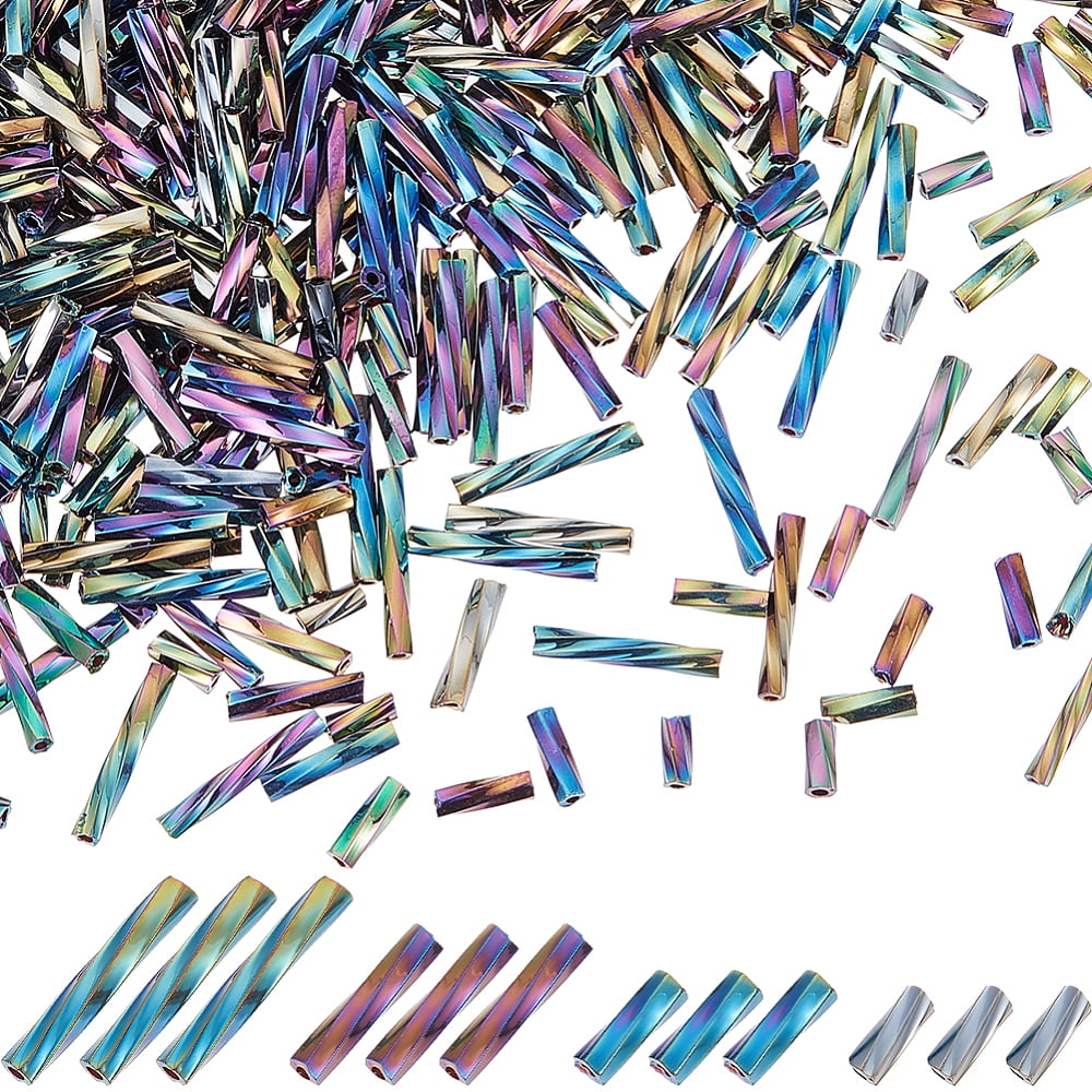 2000Pcs 4 Style Glass Twisted Bugle Beads Iris Colorful 5~12x2mm Hole ...