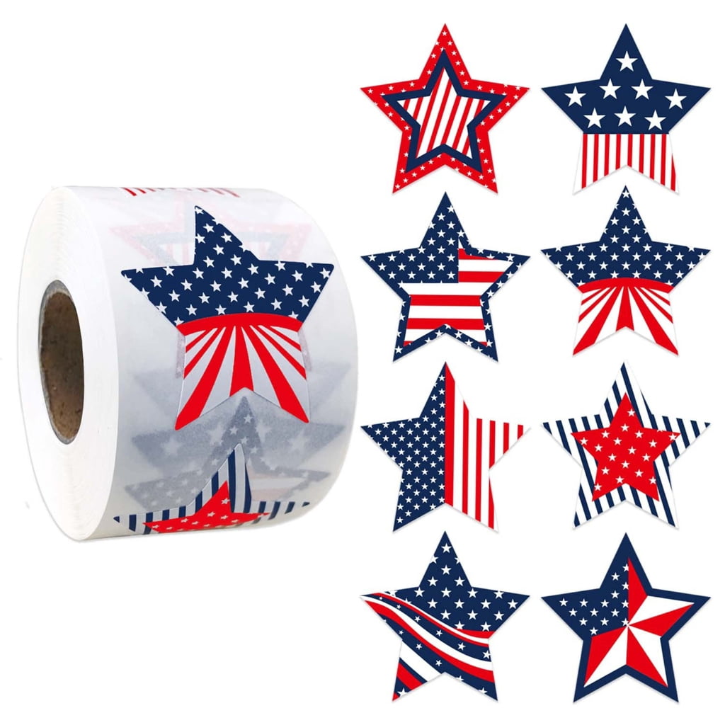 2000Pcs Independence Day Patriotic Stickers Wrapping Labels Star Shaped ...