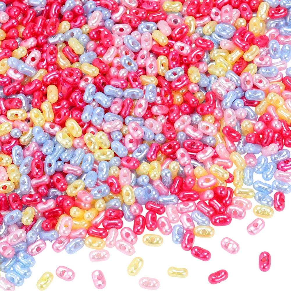 2000Pcs Pearlized Opaque Acrylic Beads Peanut Mixed Color 6.5x3.5x3mm ...