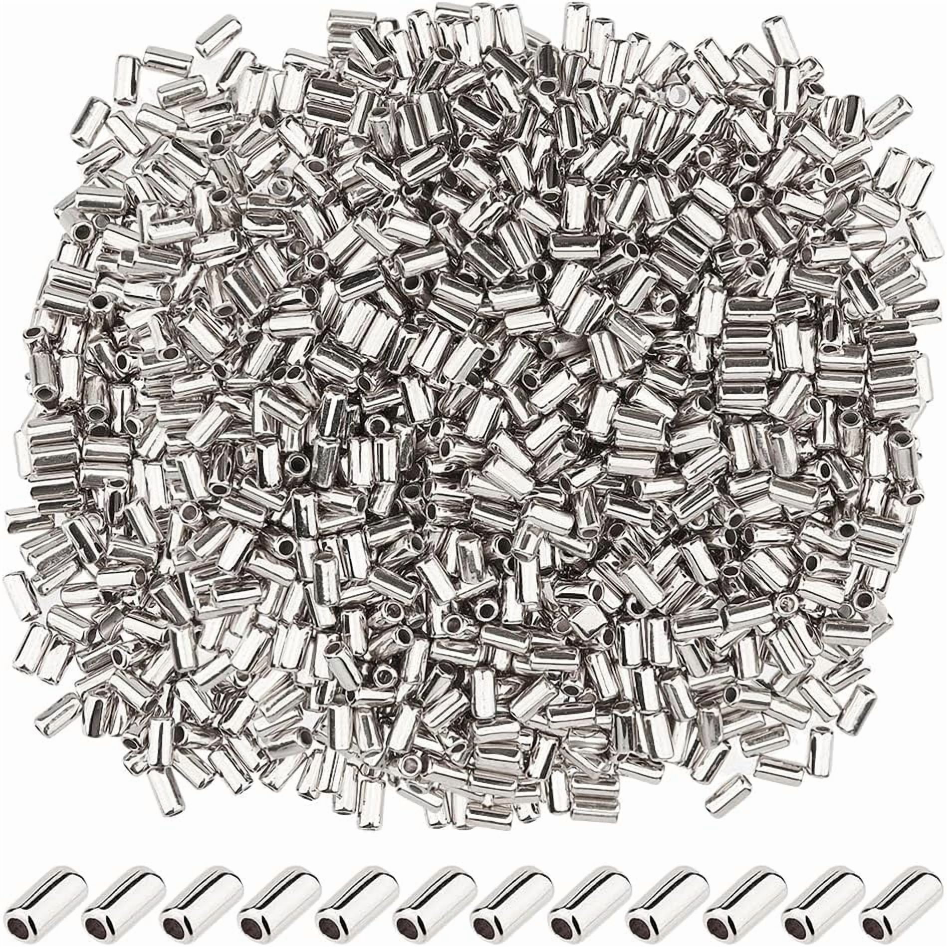 2000Pcs Small Tube Beads 6mm Metal Long Beads Plastic Bugle Bead Bulk ...