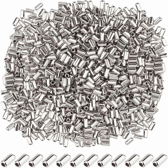 2000Pcs Small Tube Beads 6mm Metal Long Beads Plastic Bugle Bead Bulk ...