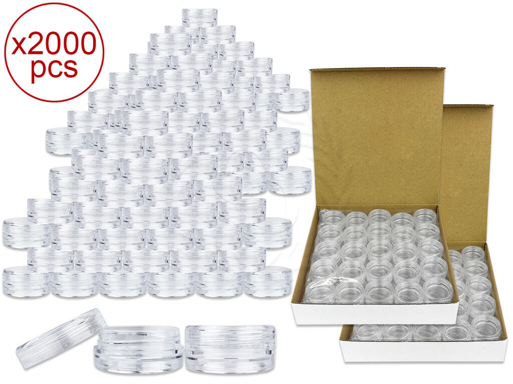 2000Pieces 3 Gram/3ml Plastic Round Clear Sample Jar Containers with ...