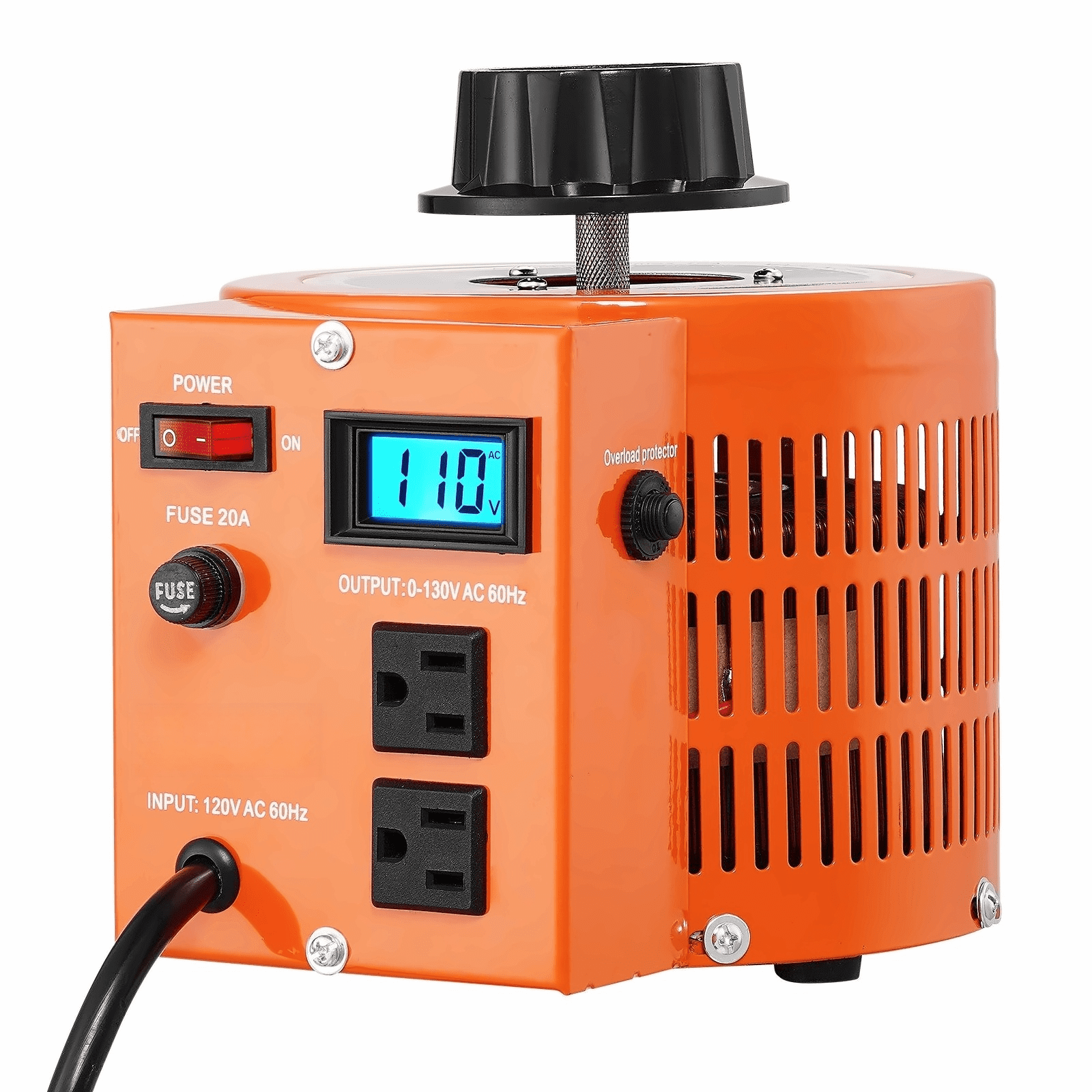 2000VA Variable Voltage Transformer 110V to 0-130V, 15.3A AC Voltage ...