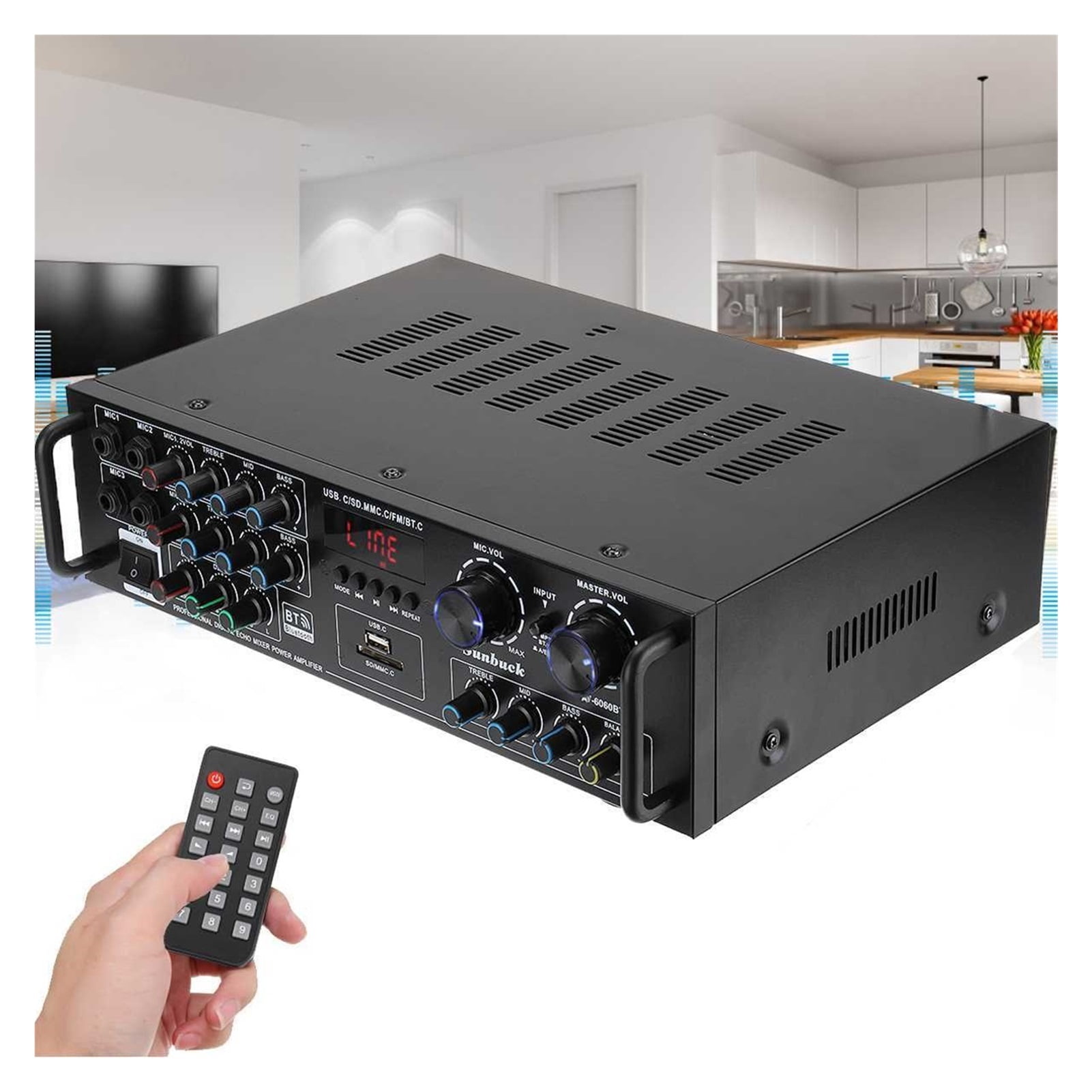 2000W 5CH Home HIFI Digital Amplifier Bluetooth 5.0 Audio Power Car Stereo Amplifier Karaoke Amp ...