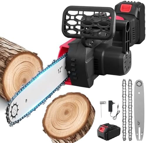 2000W Cordless Chain Saw 12 Inch, Brushless Electric Chainsaw with ...