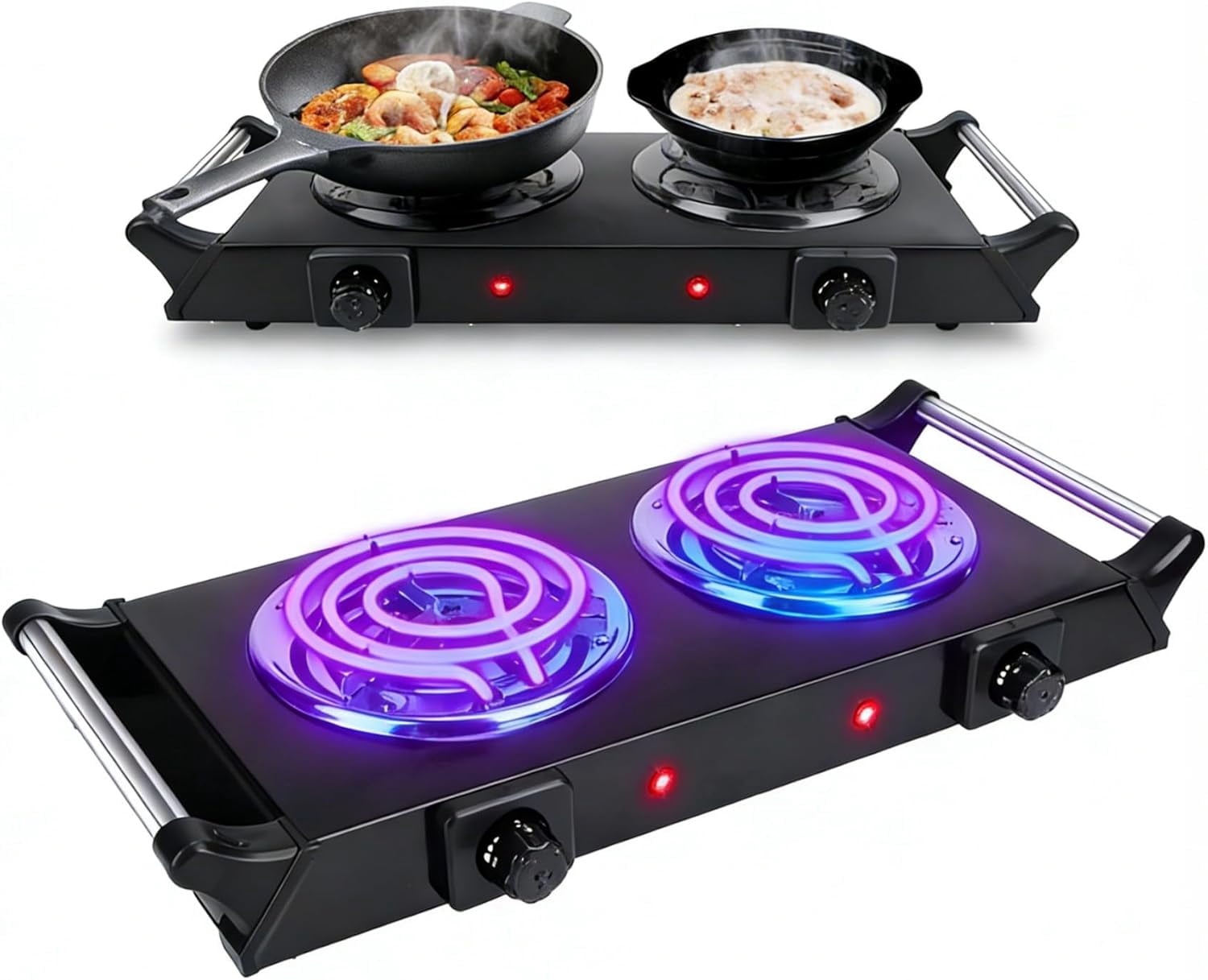 2000W Double Coil Electric Burner, Portable Countertop Stove with 5 ...