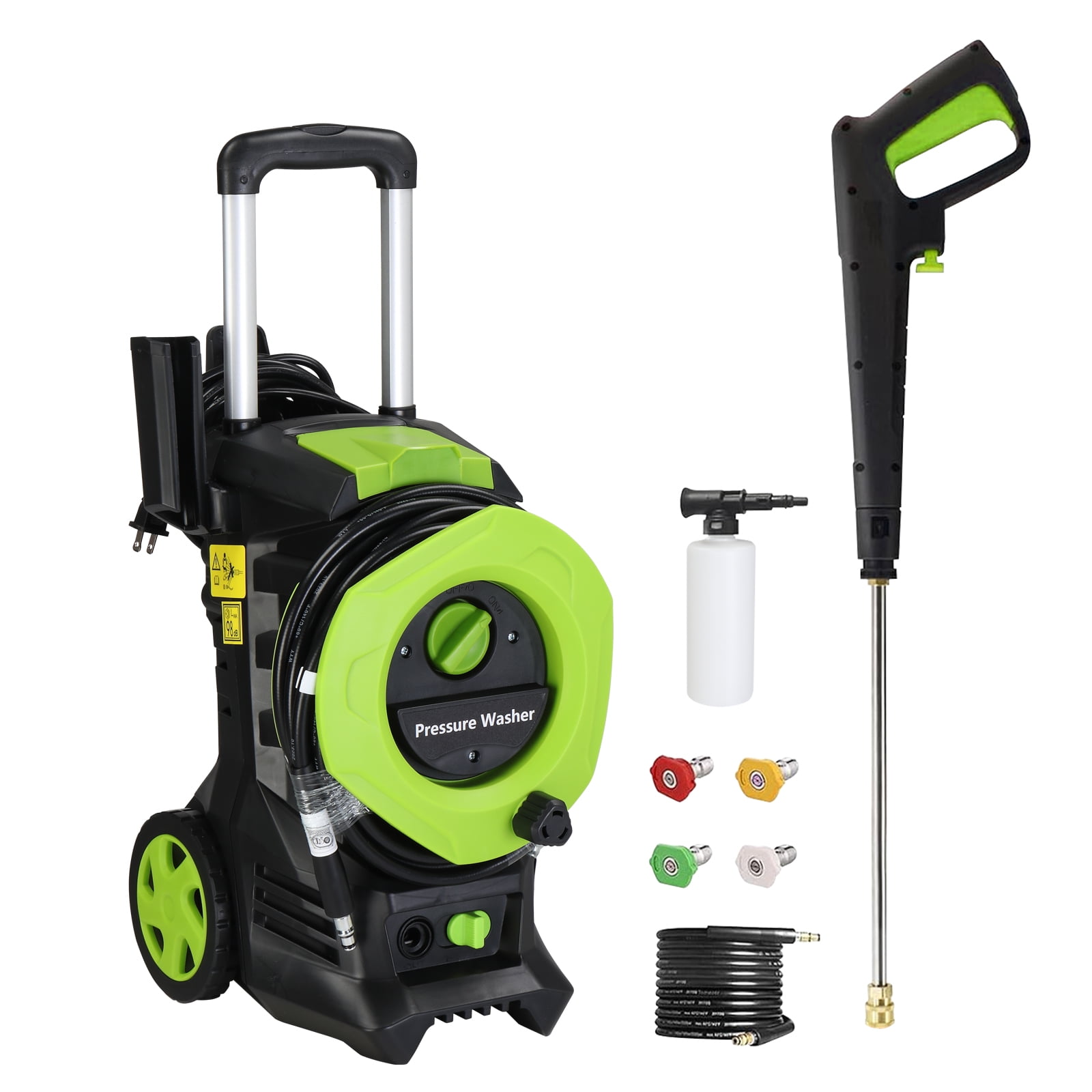 2000W Electric Pressure Washer, 3380 PSI, Max. 2 GPM Power Washer w/ 16 ...