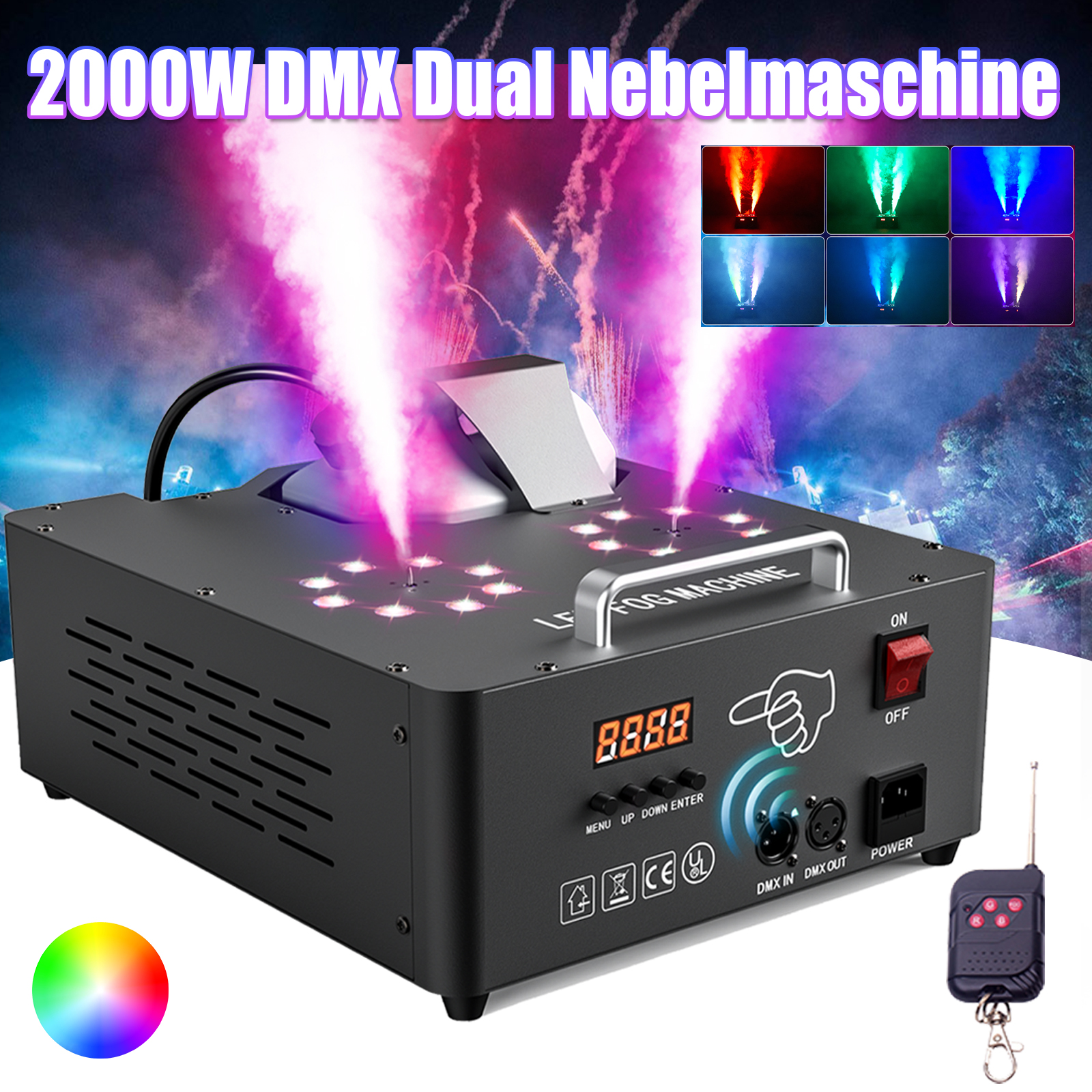 2000W Fog Machine Double-tube RGB Led Smoke Machine Spray Equipment ...