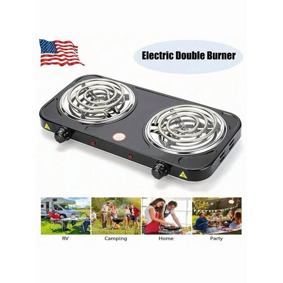 2000W Portable Double Burner Electric Hot Plate Cooktop With Overheat ...