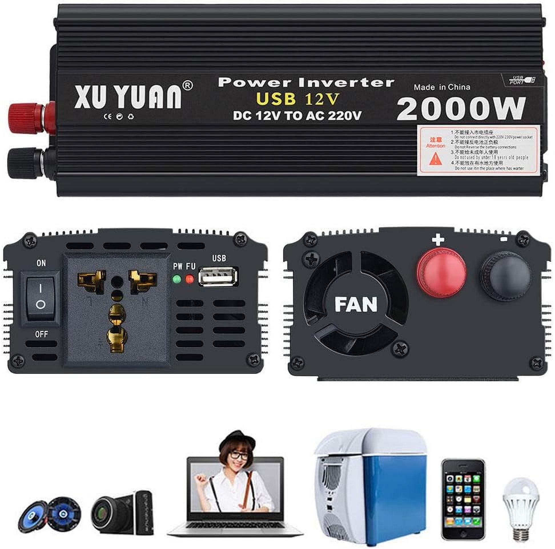 2000W Power Inverter 12V to 110V DC to AC Converter for Car with ...