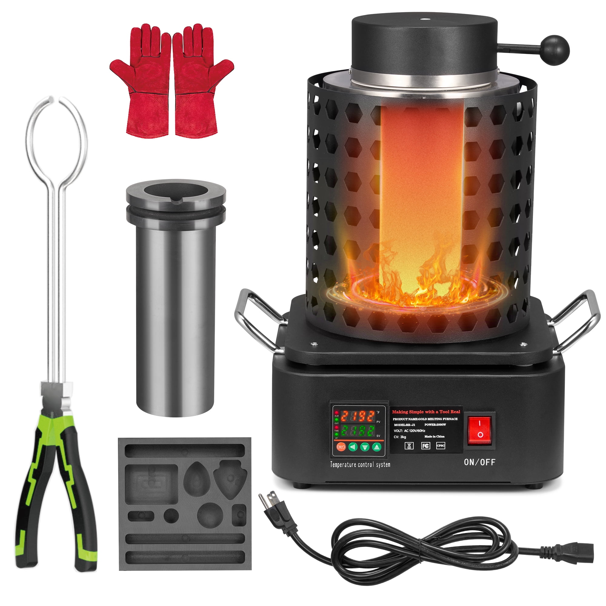 Naipo 2000W Smelting Furnace Kit ,1200°C/2192°F , Automatic Electronic ...
