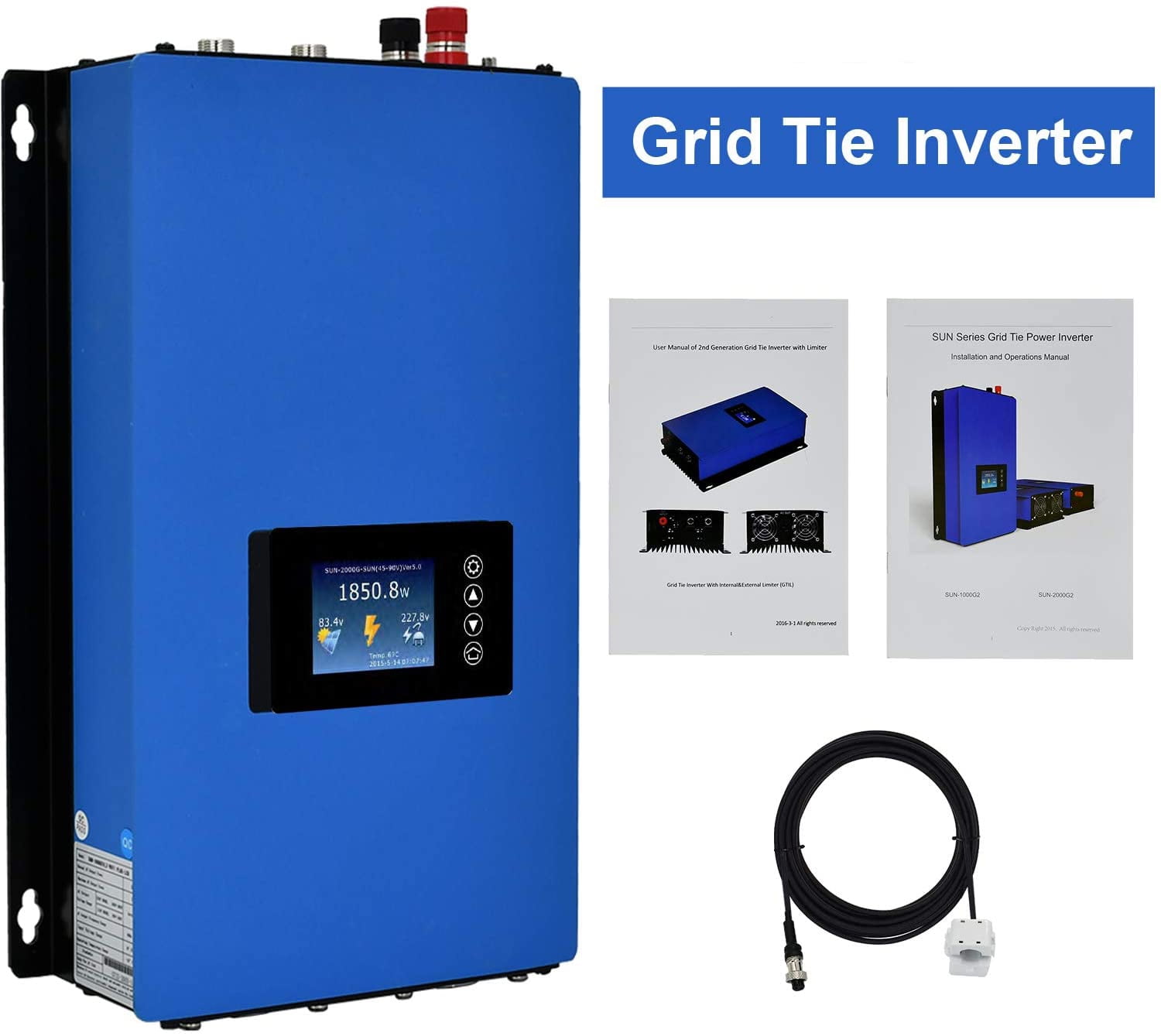 2000W Solar Grid Tie Inverter Power Limiter LCD Display DC50-90V Solar ...