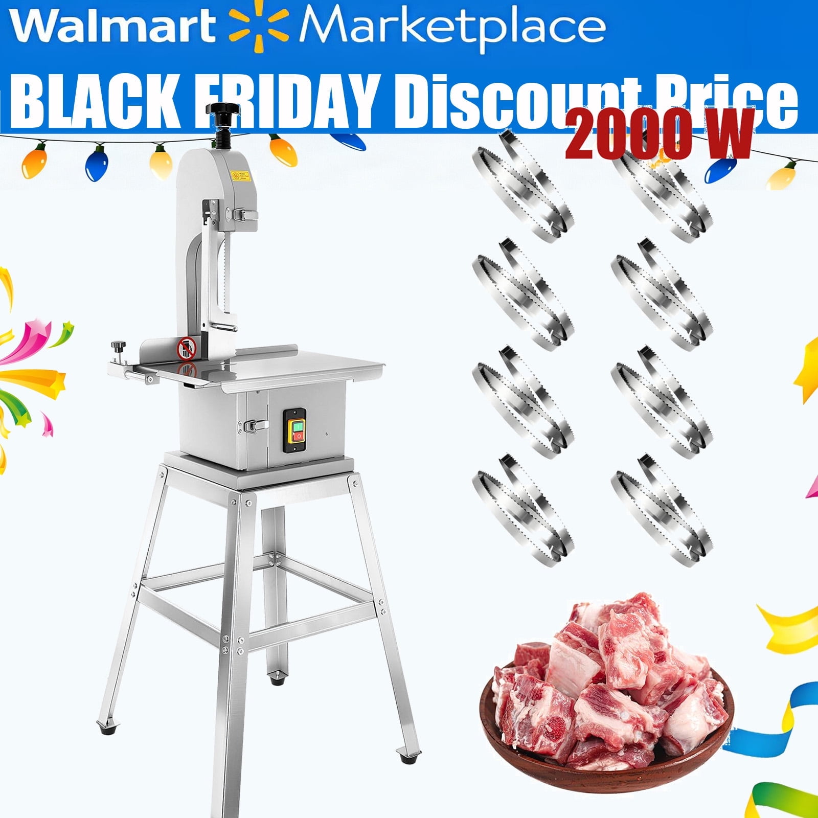 2000W Vertical Electric Bone Saw Machine, 19" x 15" Meat Cutting Table ...