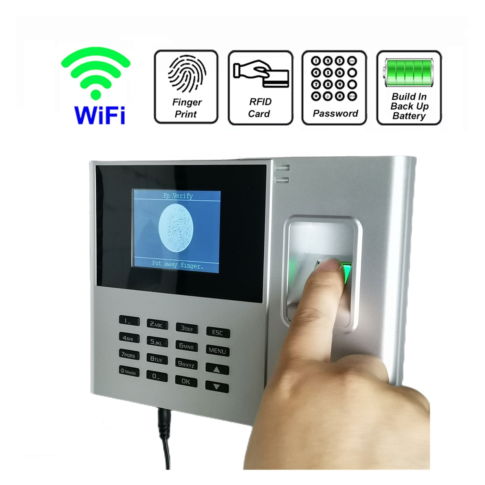 2000mAh Battery Option Fingerprint Time And Attendance Machine System ...