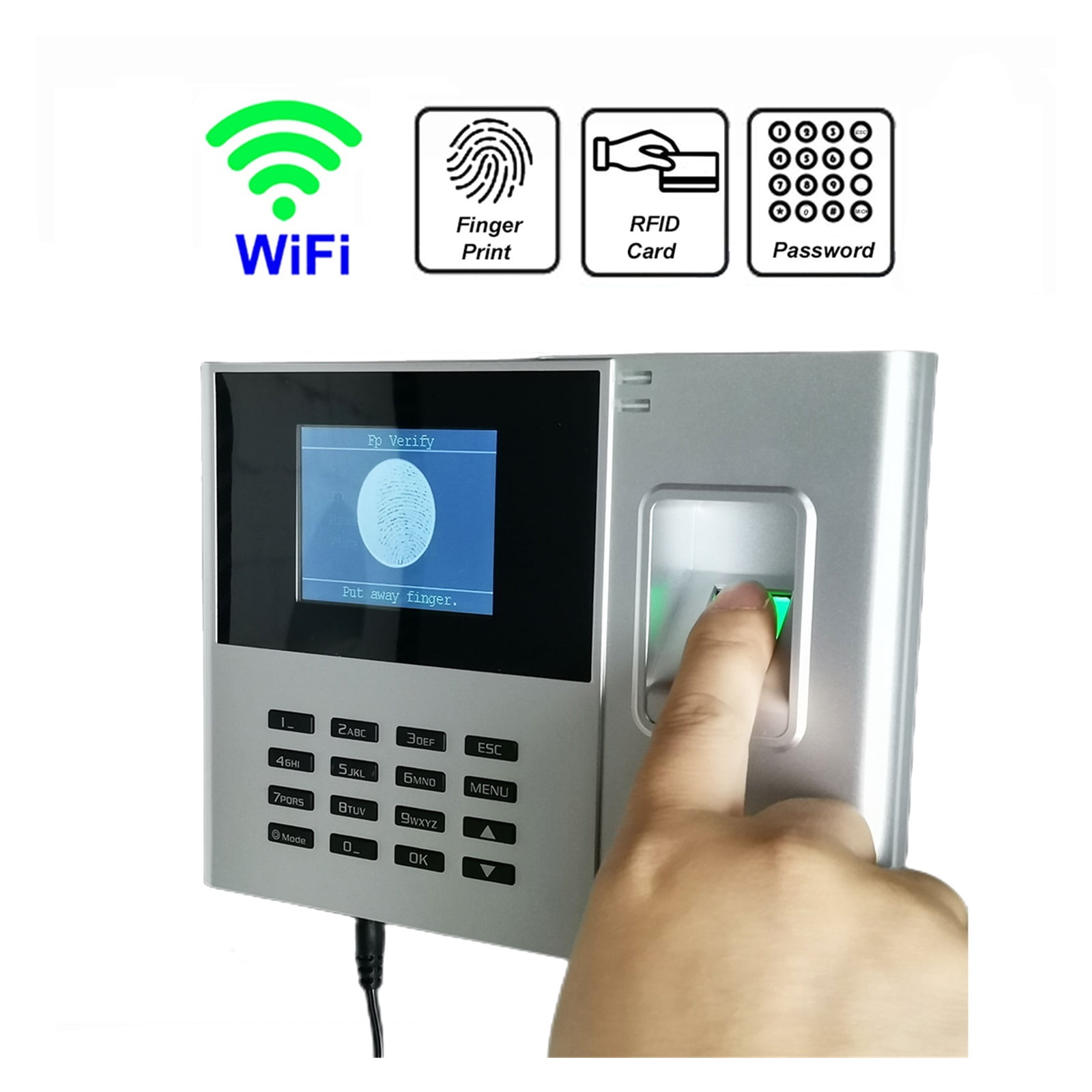2000mAh Battery Option Fingerprint Time And Attendance Machine System Card Employee Electronic ...