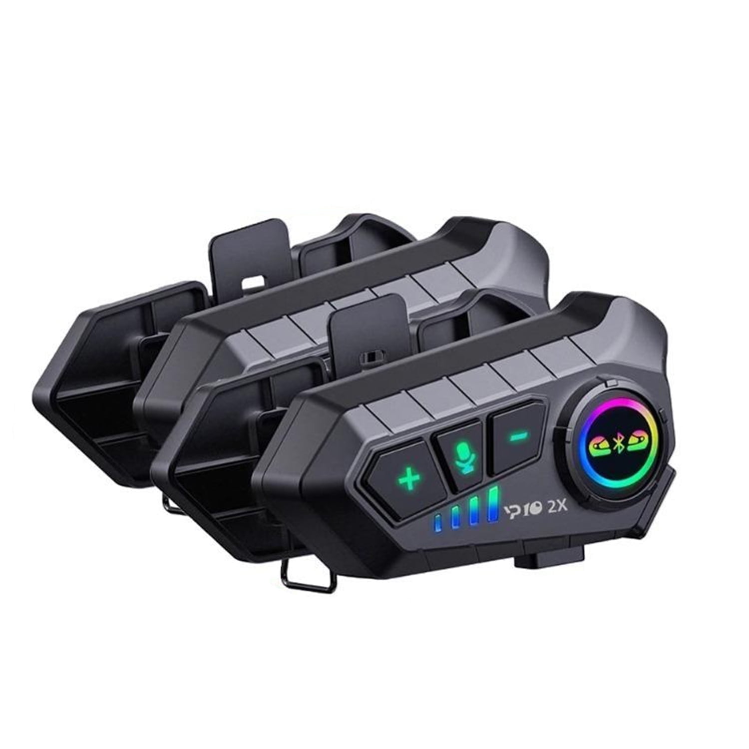 DINGHUO 2PCS Motorcycle Intercom Bluetooth 2000mAh Motorbike Helmet ...