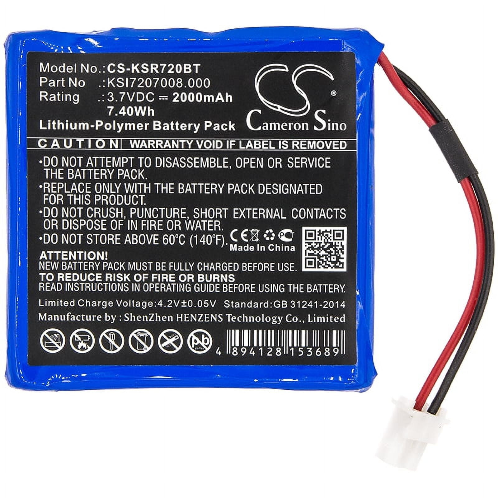 2000mAh Ksenia KSI7207008.000 Battery for Duo wireless repeater Radius ...