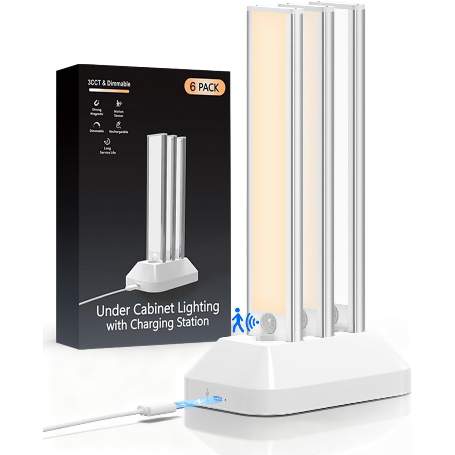 2000mAh Rechargeable Motion Sensor Light Indoor, Under Cabinet Lighting ...