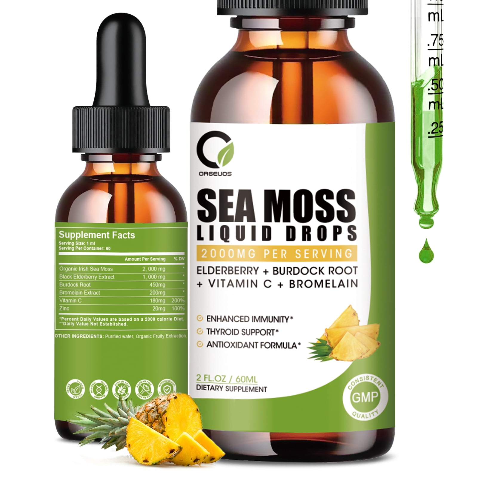 2000mg Sea Moss Drops, Irish Sea Moss Supplement Supports Immunity ...