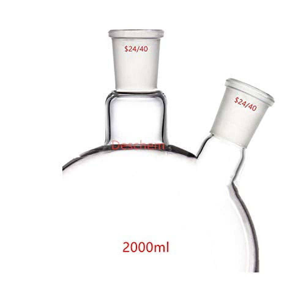 2000ml,24/40,2-Neck,Flat Bottom Glass Flask,2L,Two Necks,Laboratory Vessel - Walmart.com