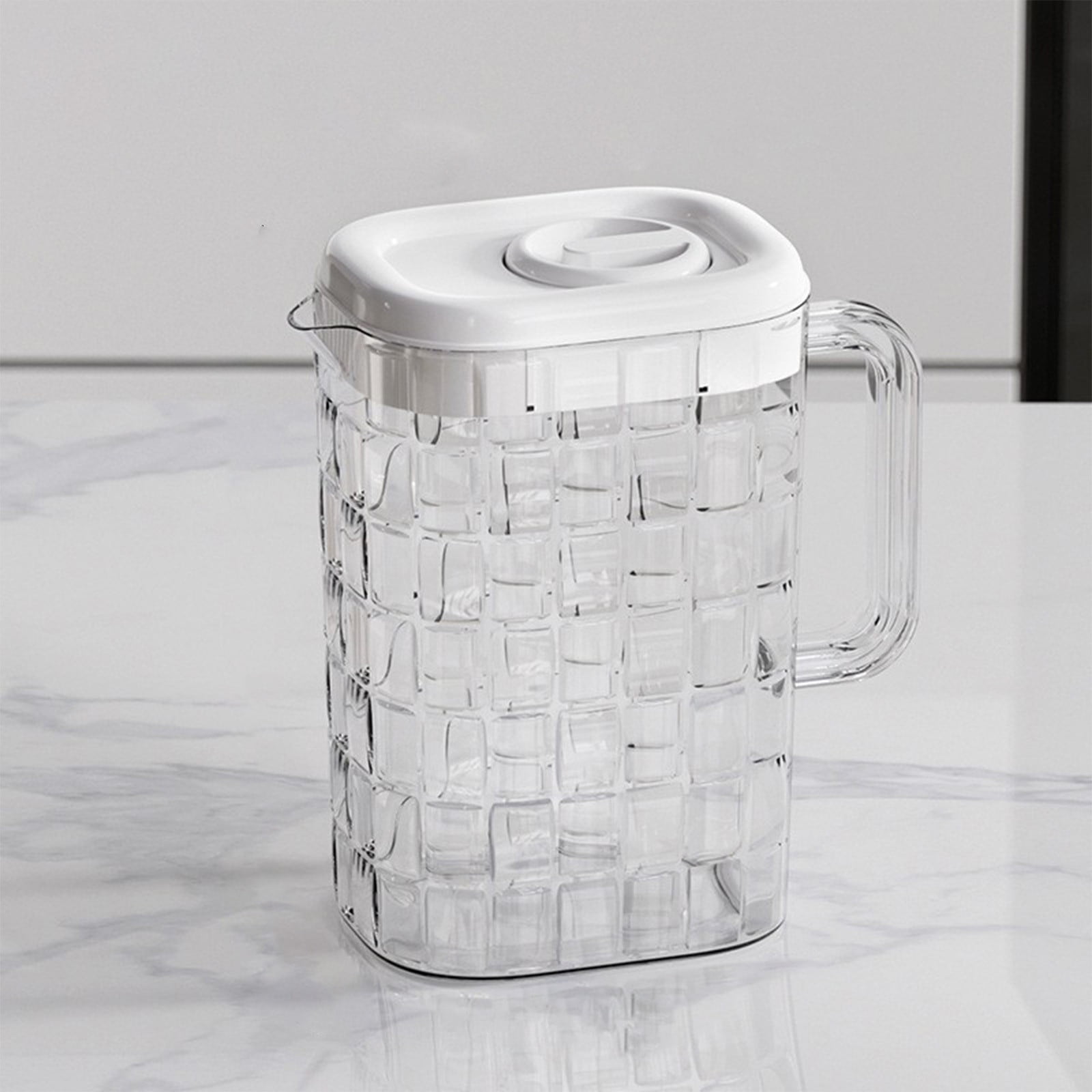 2000ml Plastic Pitcher with Lid - Transparent Cold Water Jug, ABS+PP Leak-Proof Beverage ...