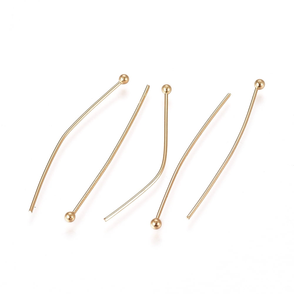 2000pc 304 Stainless Steel Ball Head Pins Real 24k Gold Plated 30x0.6mm ...