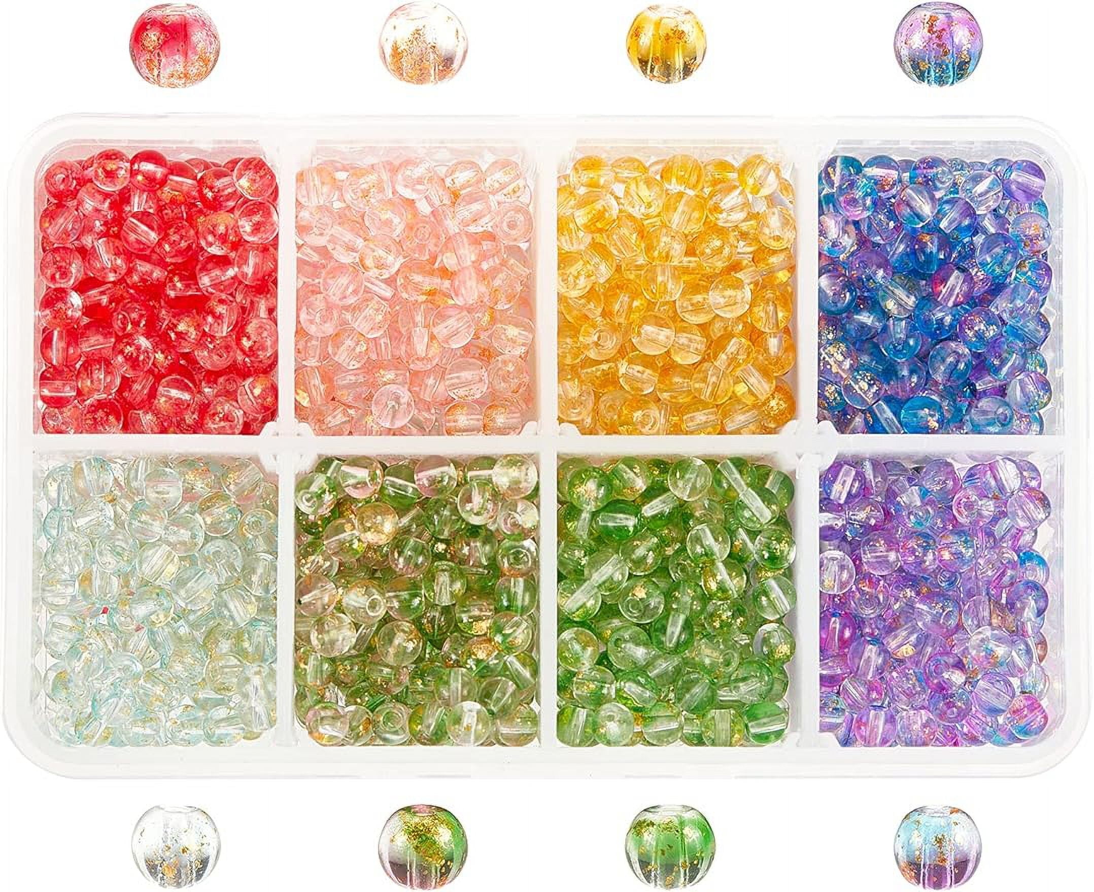 2000pcs 8 Colors 4mm Small Transparent Glass Bead with Golden Foil Lamp ...