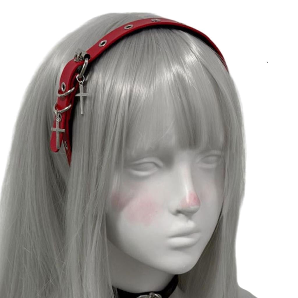 2000s Gothic Headpiece Punk Grommet Accessory With Adjustable PU Band ...