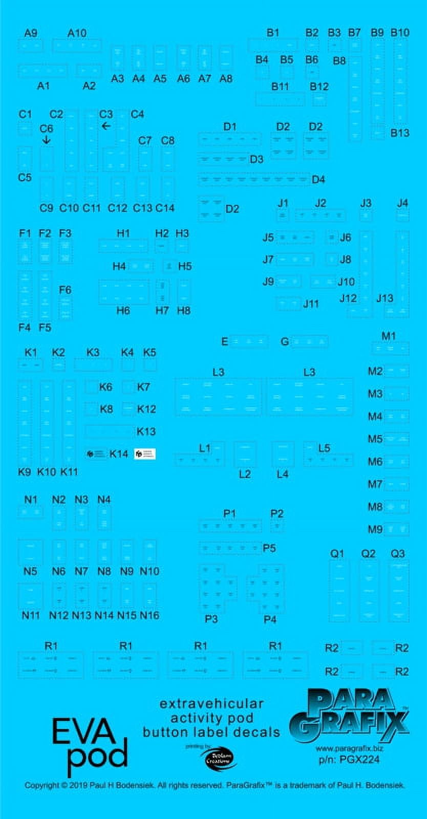 2001 A Space Odyssey EVA Pod Button Label Decals (PGX224) Moebius Kit ...