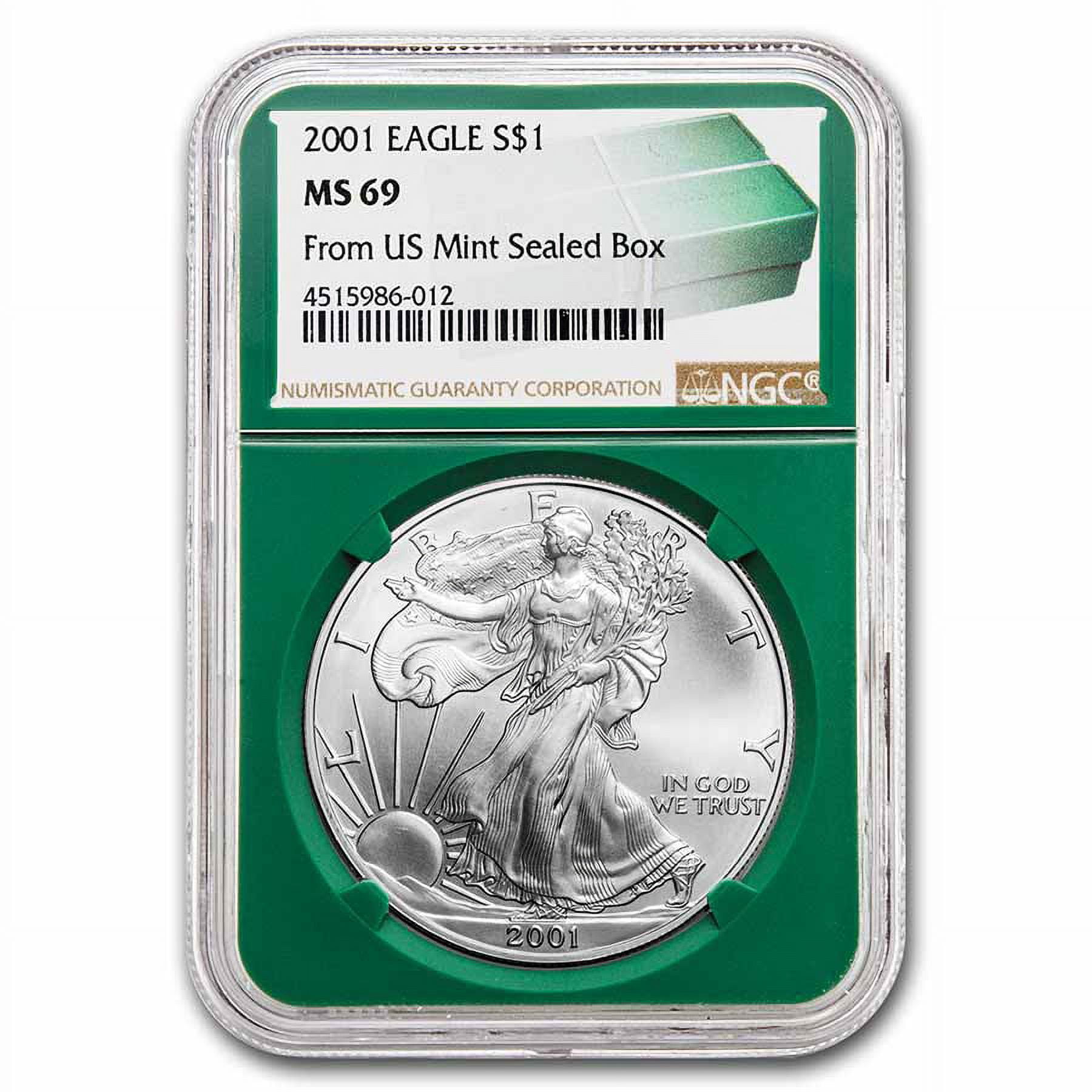 2001 American Silver Eagle MS-69 NGC (Green Holder) - Walmart.com