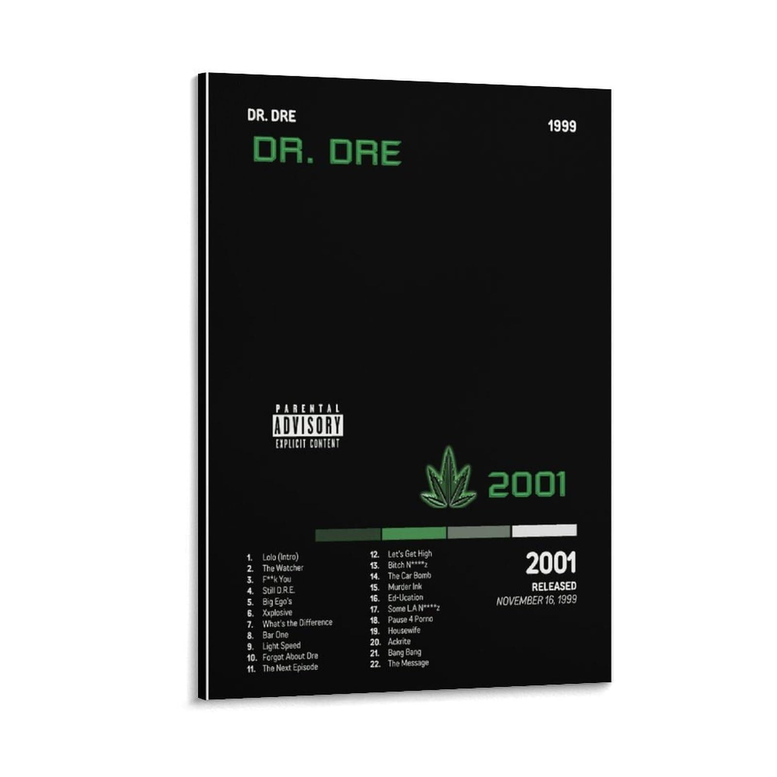 2001 - Dr. Dre Album Cover Canvas Poster Print Music Posters for Room ...